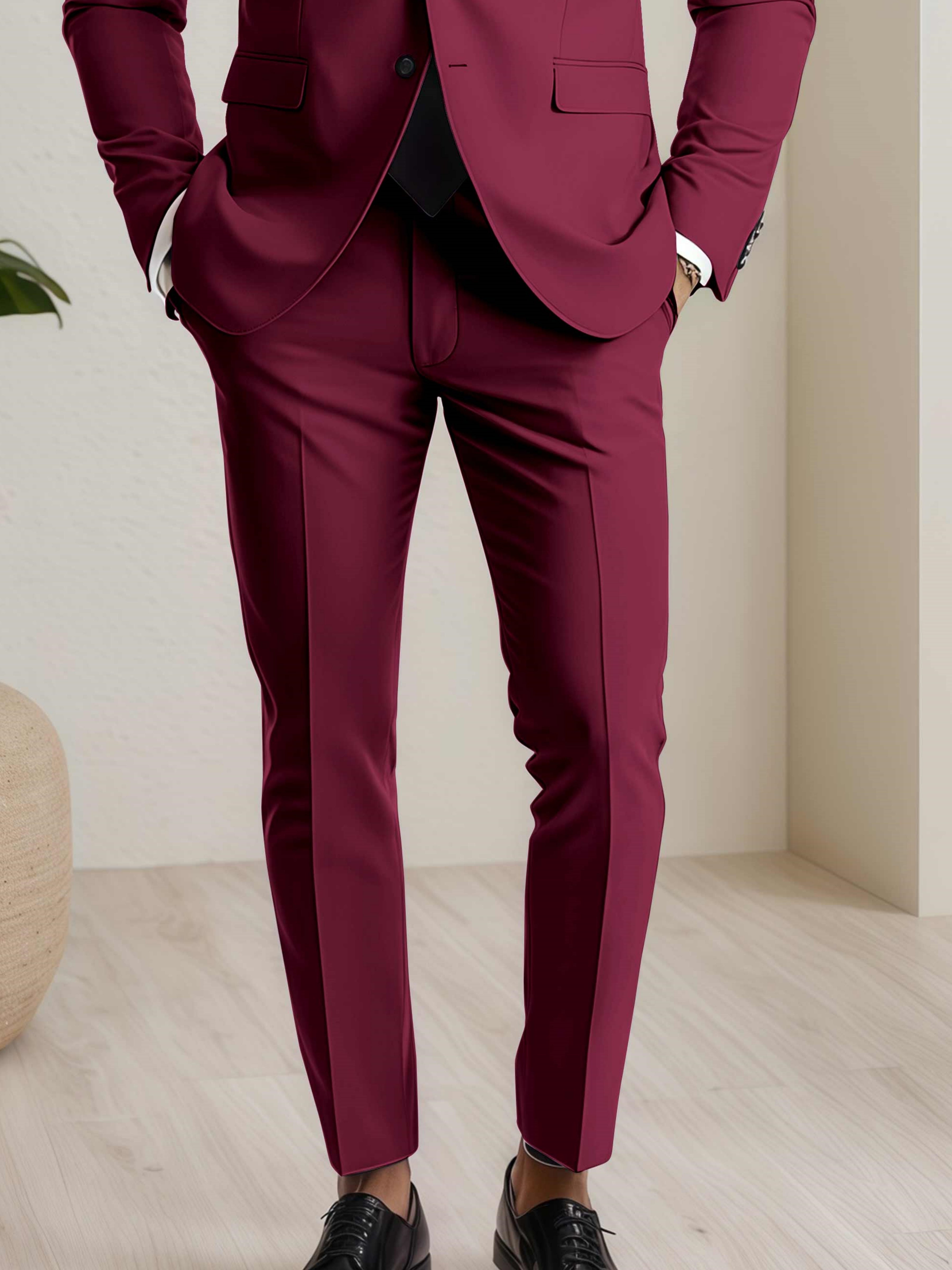 Modern Men's Straight Leg Plain Standard Fit Trousers UK