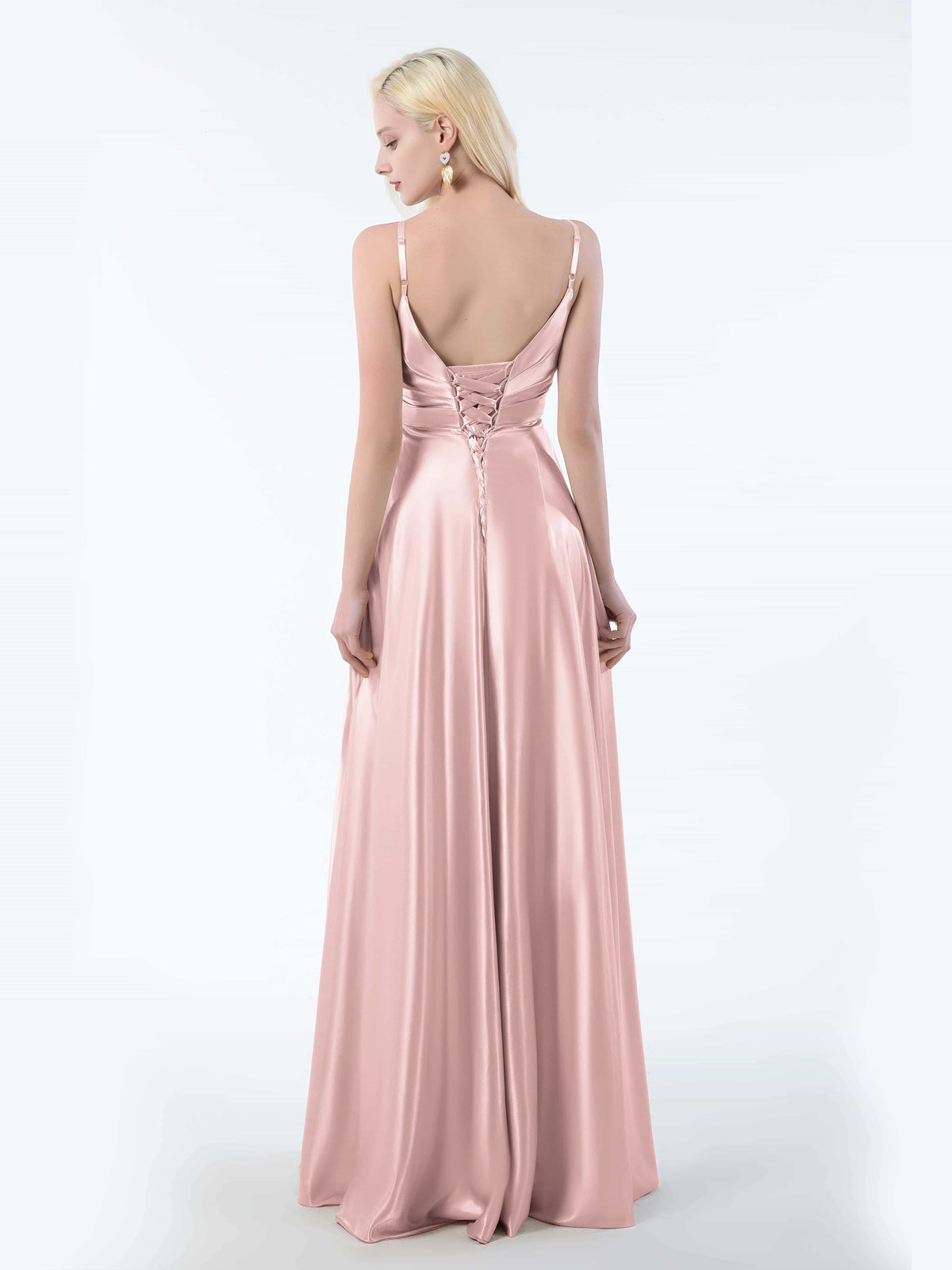 Layla Modern Slit Ruched Satin Bridesmaid Dresses