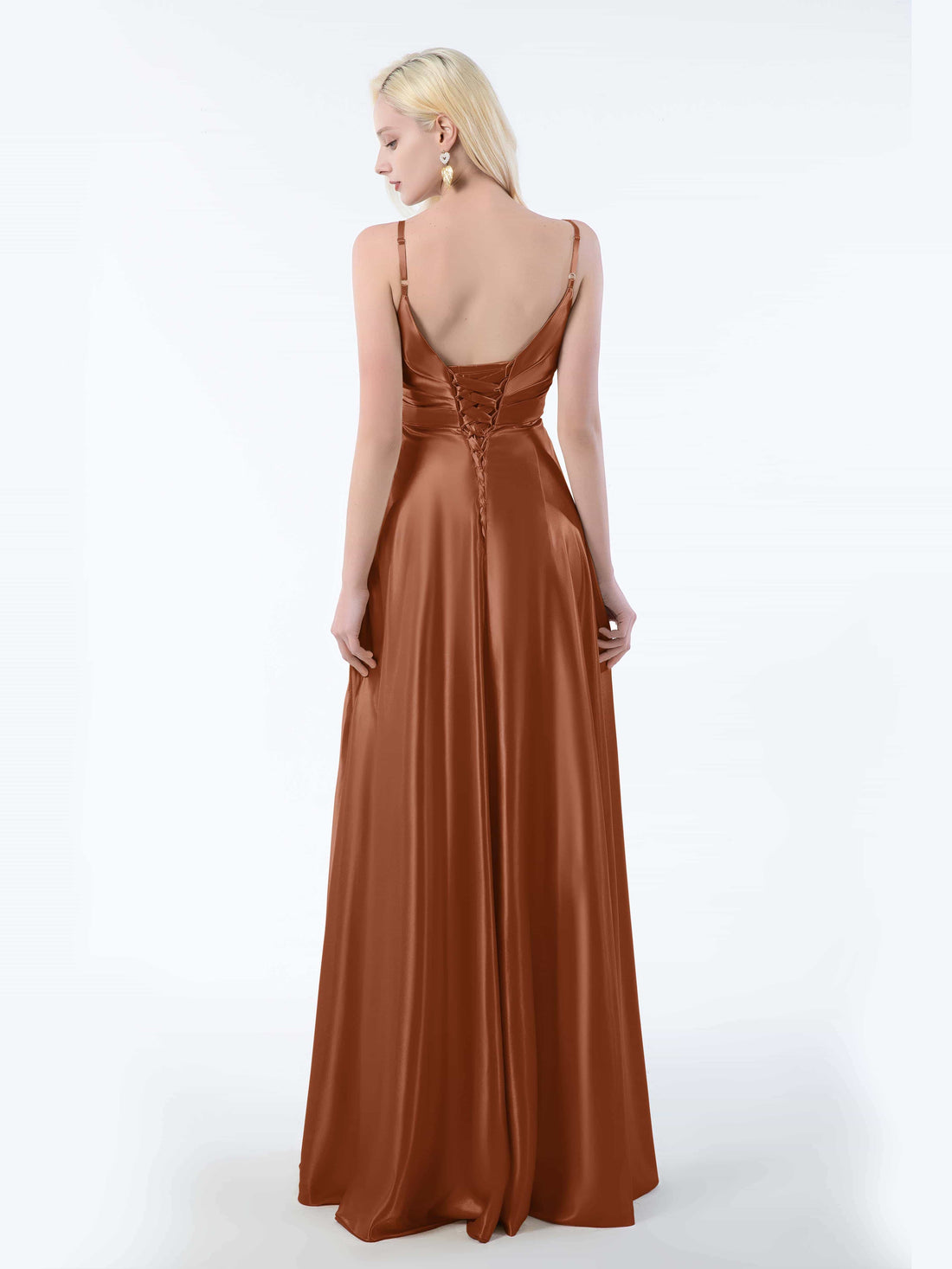 Layla Modern Slit Ruched Satin Bridesmaid Dresses